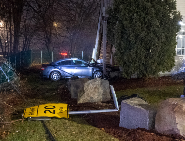 Excessive speed possible cause of car crash involving speed limit sign ...